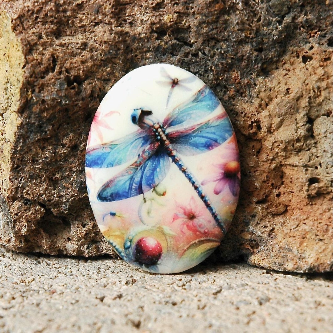 Dragonfly Polymer Clay and Resin Image Transfer Cabochon Cabochon for ...