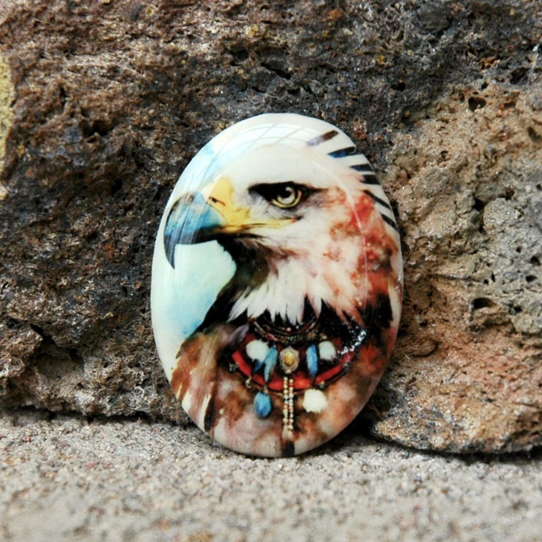 Boho Eagle Polymer Clay and Resin Image Transfer Cabochon Cabochon for ...
