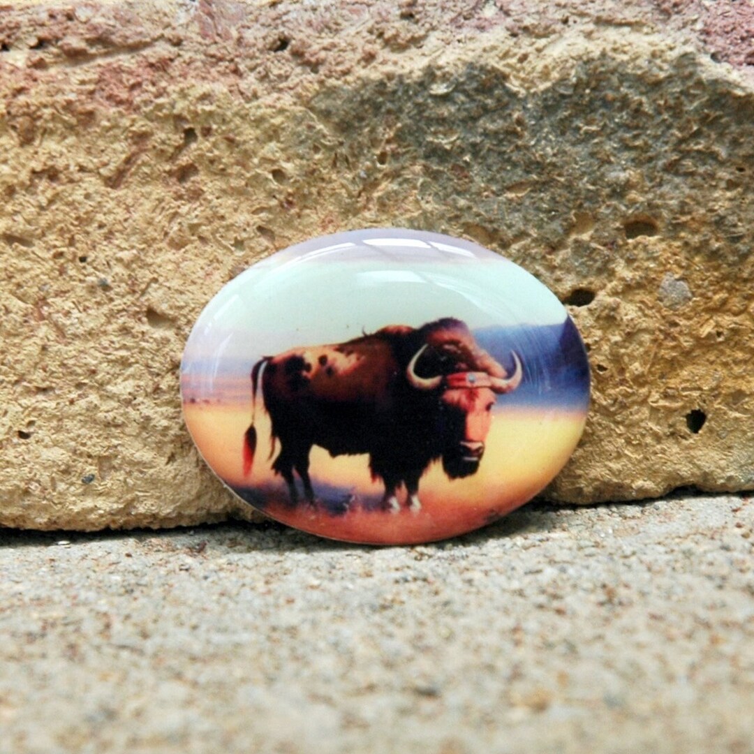 Bison Polymer Clay and Resin Image Transfer Cabochon Cabochon for Bead ...