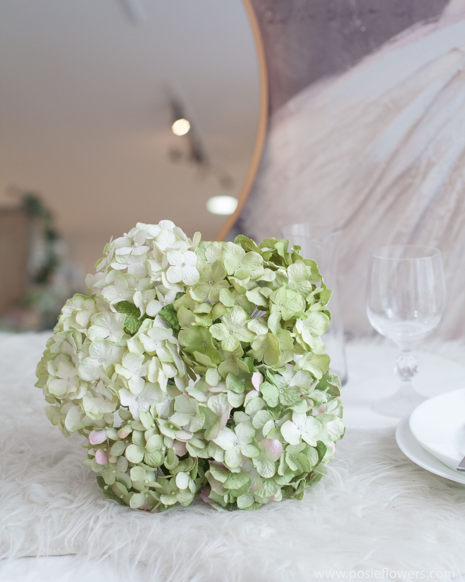 GREEN HYDRANGEA Paper Flower Bouquet, Home Wedding Decoration, First ...