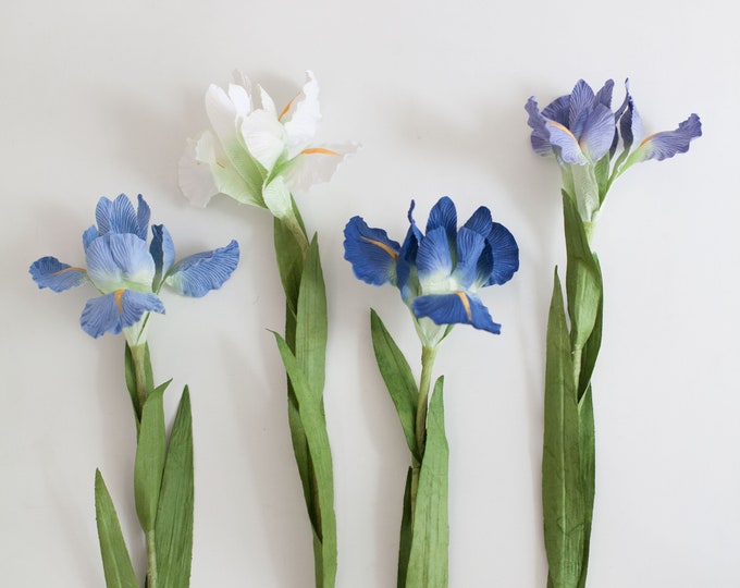 Set of 12 Stems of Iris, 24 Inches Stem, Paper Iris , Wholesale Paper ...