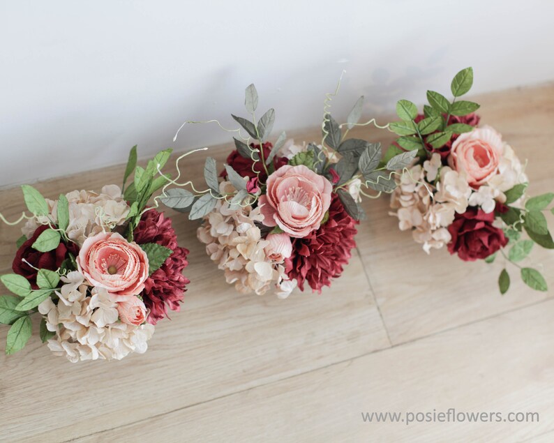 Listing for One, MAROON Paper Flowers Wedding Centerpiece Ready to Use ...