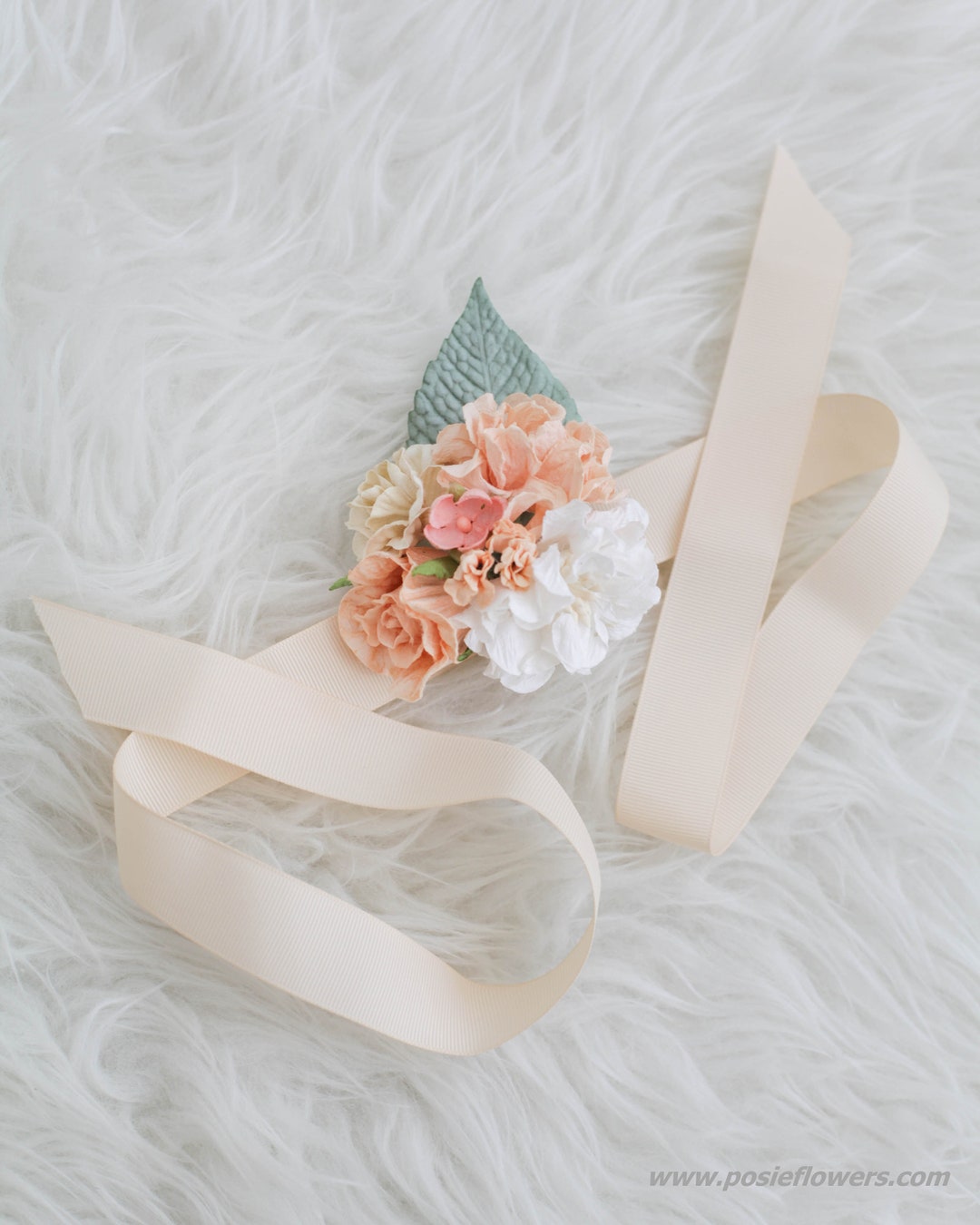 Listing for Set of Corsage Coral Custard Paper Wrist - Etsy