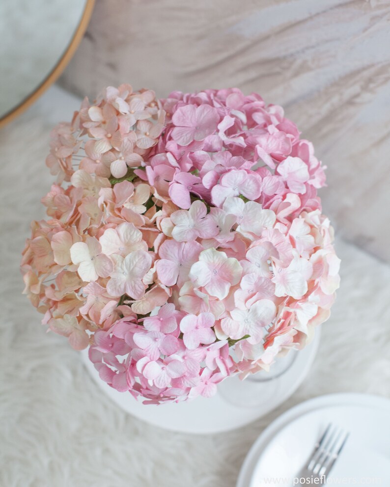 PINK HYDRANGEA Paper Flower Bouquet, Home Wedding Decoration, First ...