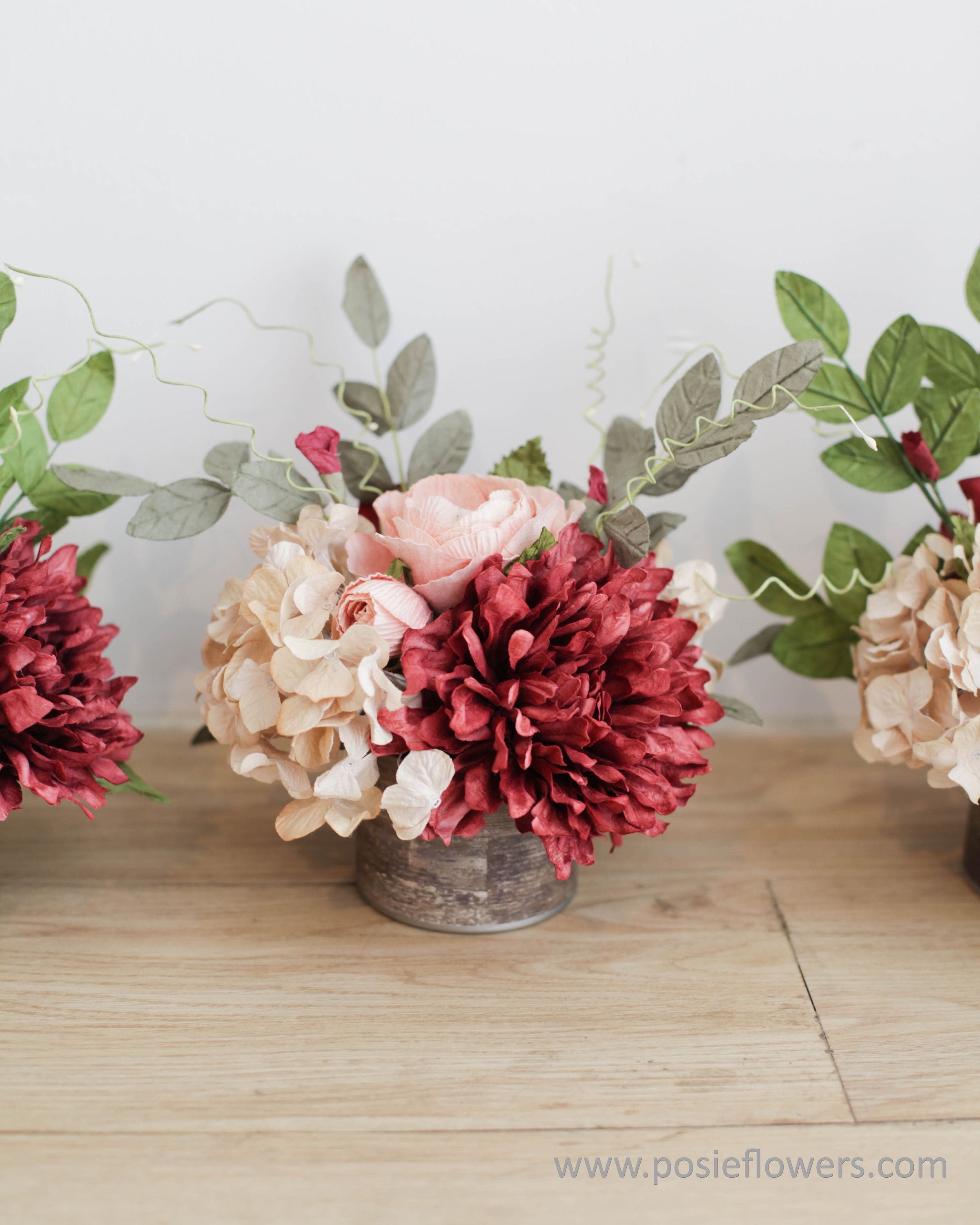 Listing for One, MAROON Paper Flowers Wedding Centerpiece Ready to Use ...