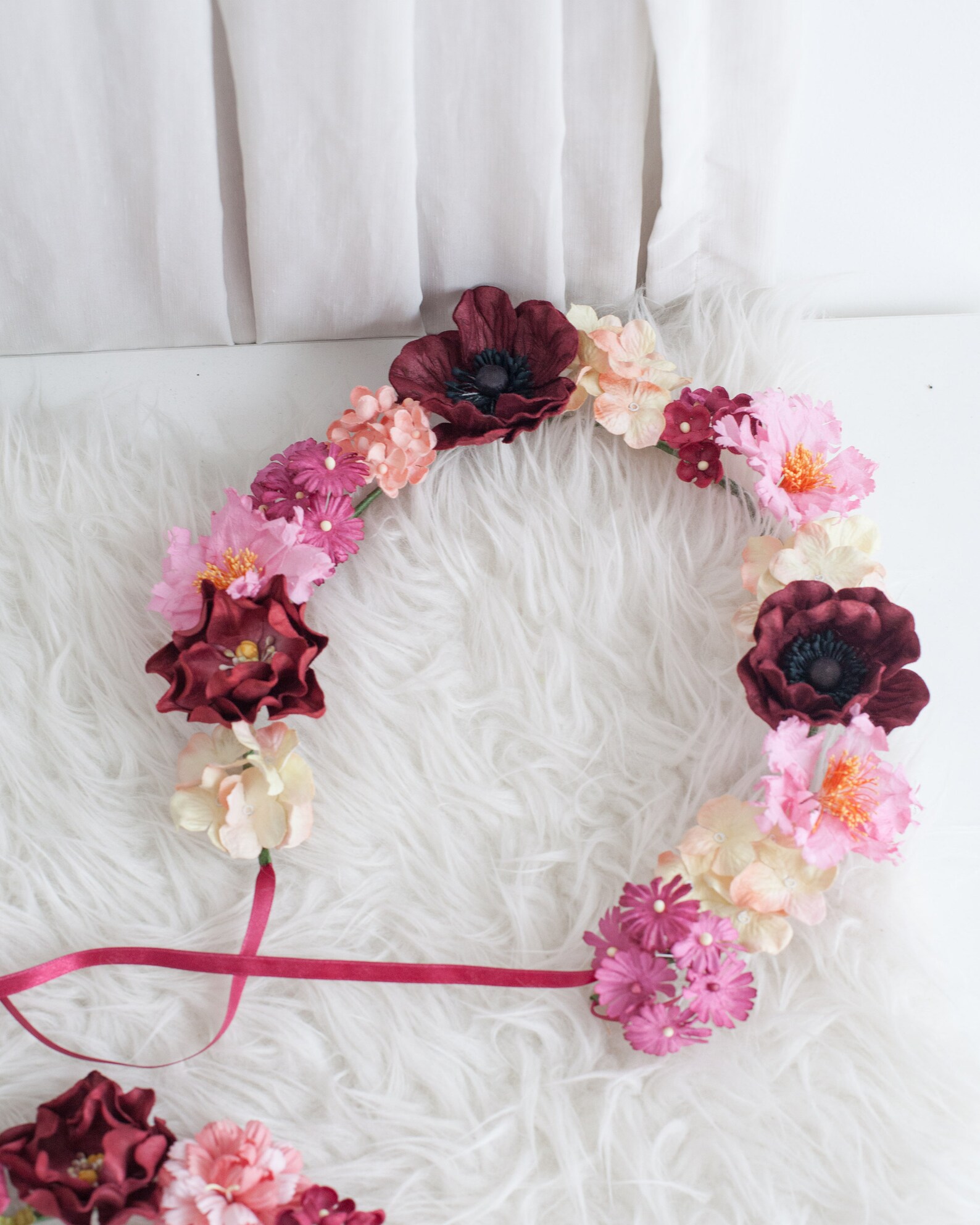 Pet Wedding, PINK Burgundy Paper Flowers Dog Floral Collar, Dog Paper ...