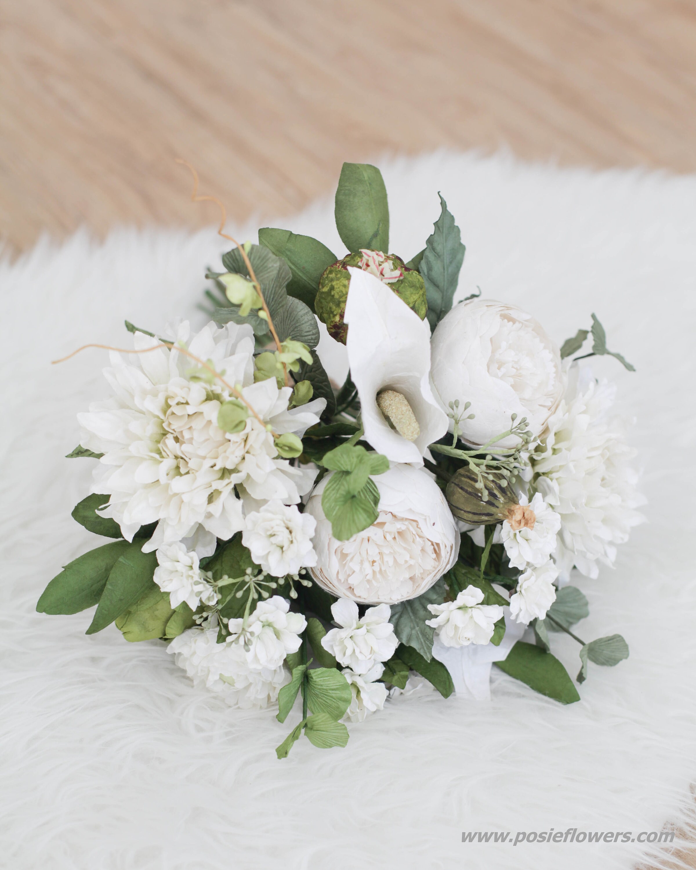Diameter 9" Hand Tied JASMINE Paper Bridal Bouquet - Alternative ...
