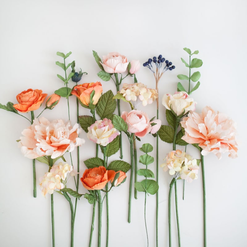 Orange Paper Flowers - Etsy