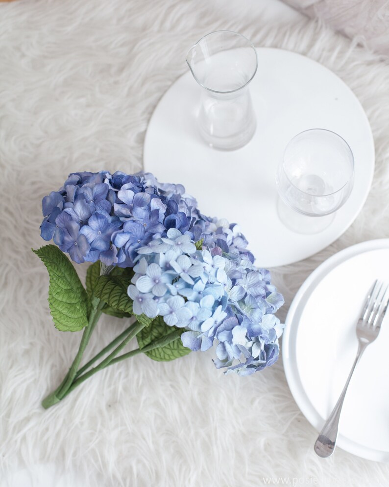 BLUE HYDRANGEA Paper Flower Bouquet Home Wedding Decoration - Etsy