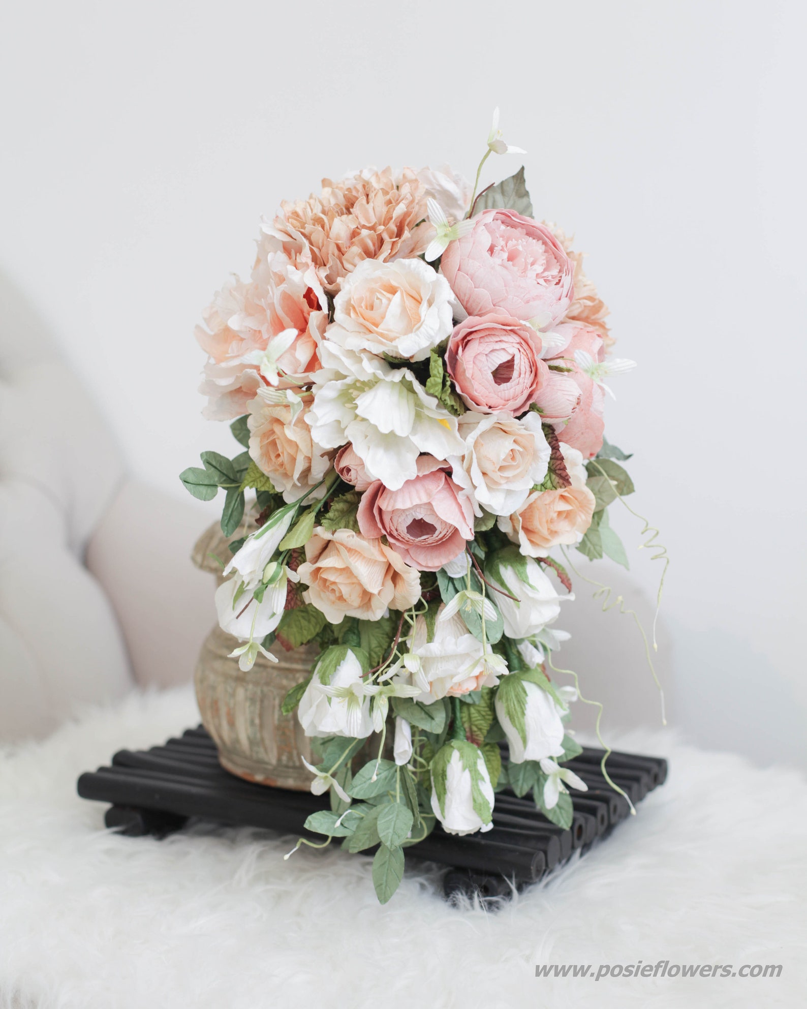 Bespoke LIGHT PEACH Paper Cascade Bouquet Bridesmaid - Etsy