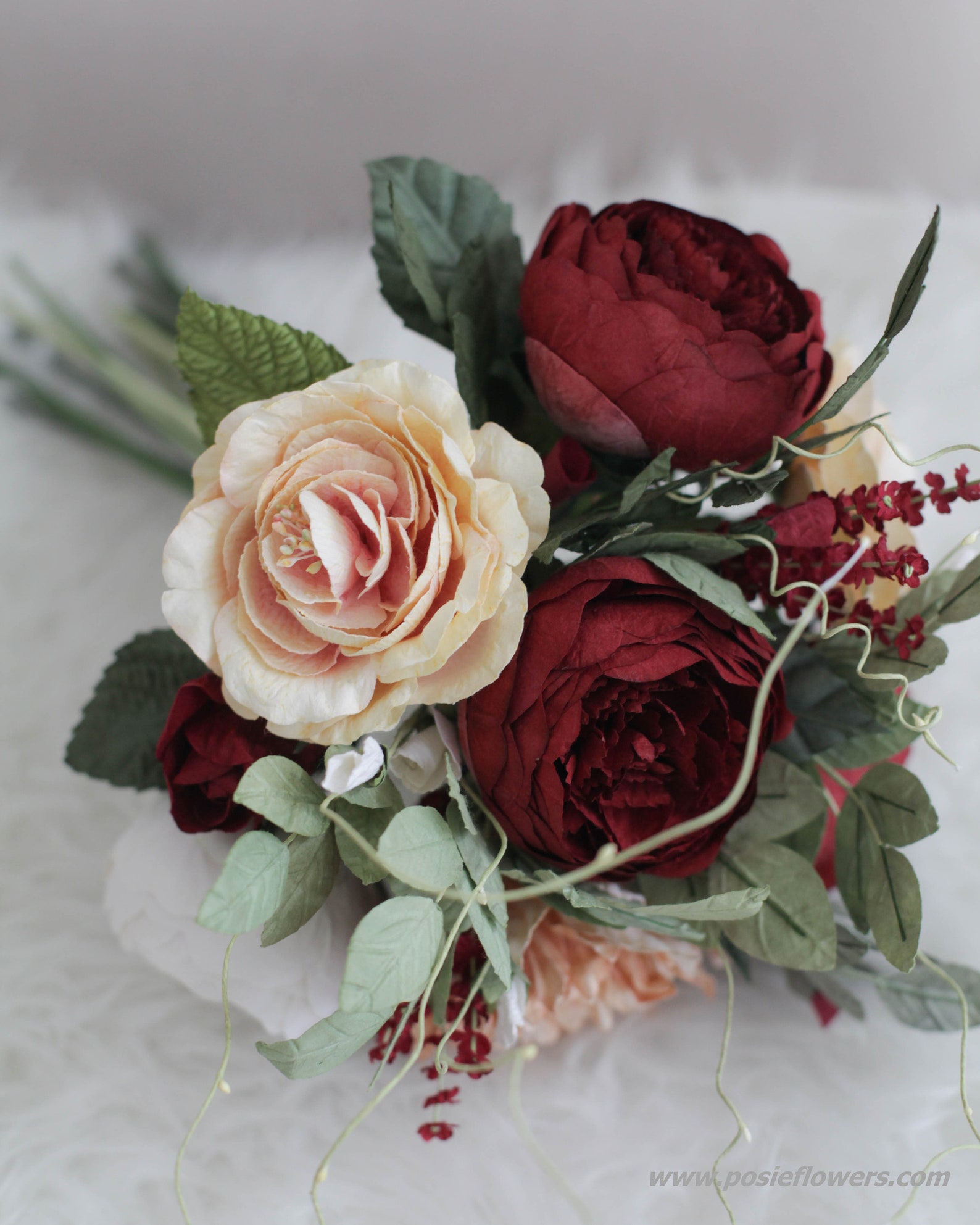 Diameter 7 RUSTIC BURGUNDY Paper Bridesmaid Bouquet - Etsy