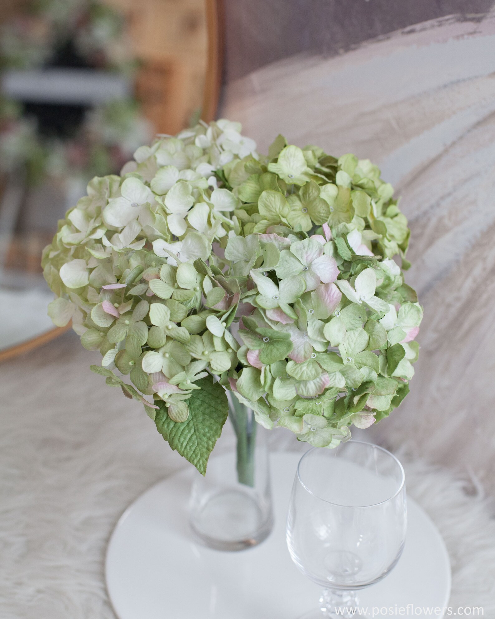 GREEN HYDRANGEA Paper Flower Bouquet, Home Wedding Decoration, First ...