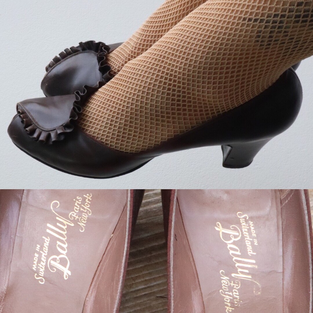 Vintage 1930s Bally, Brown Ruffle Heels, Peep Toe - Etsy