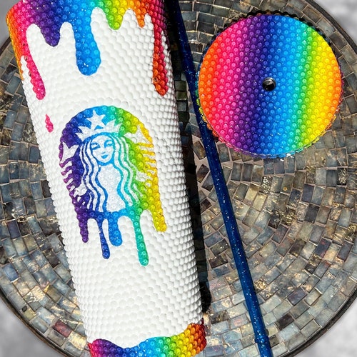 Rainbow Sherbet Drip Rhinestone Tumbler Rhinestone Tumbler - Etsy