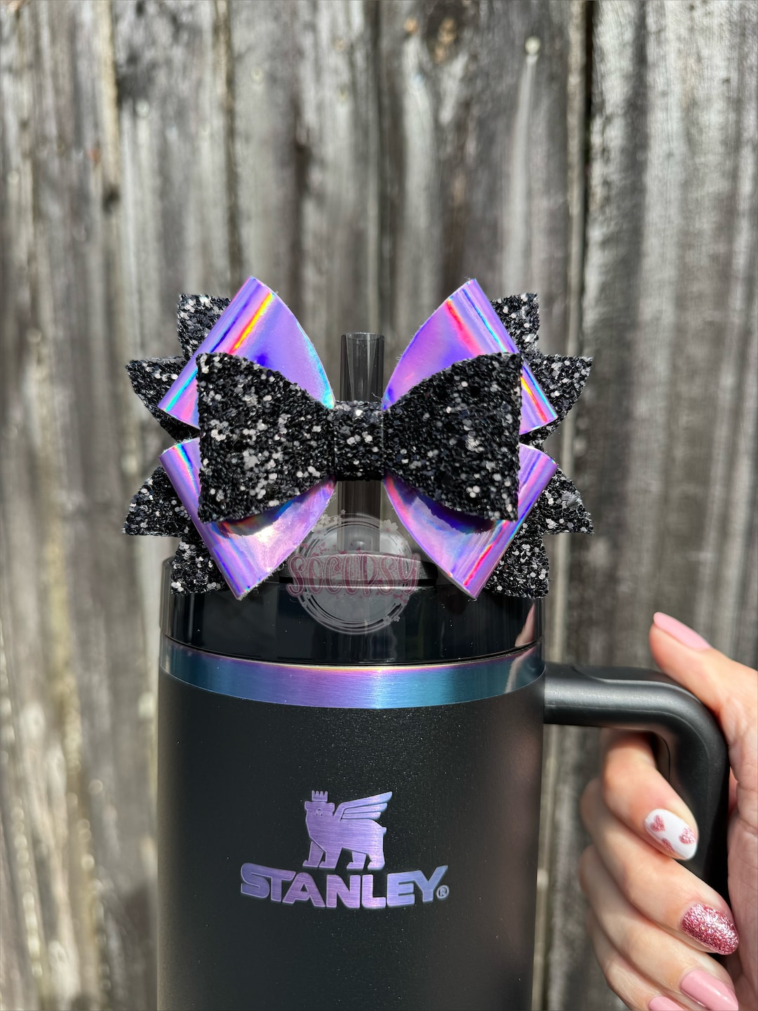 Black Chroma Purple Bow Straw Topper - Etsy