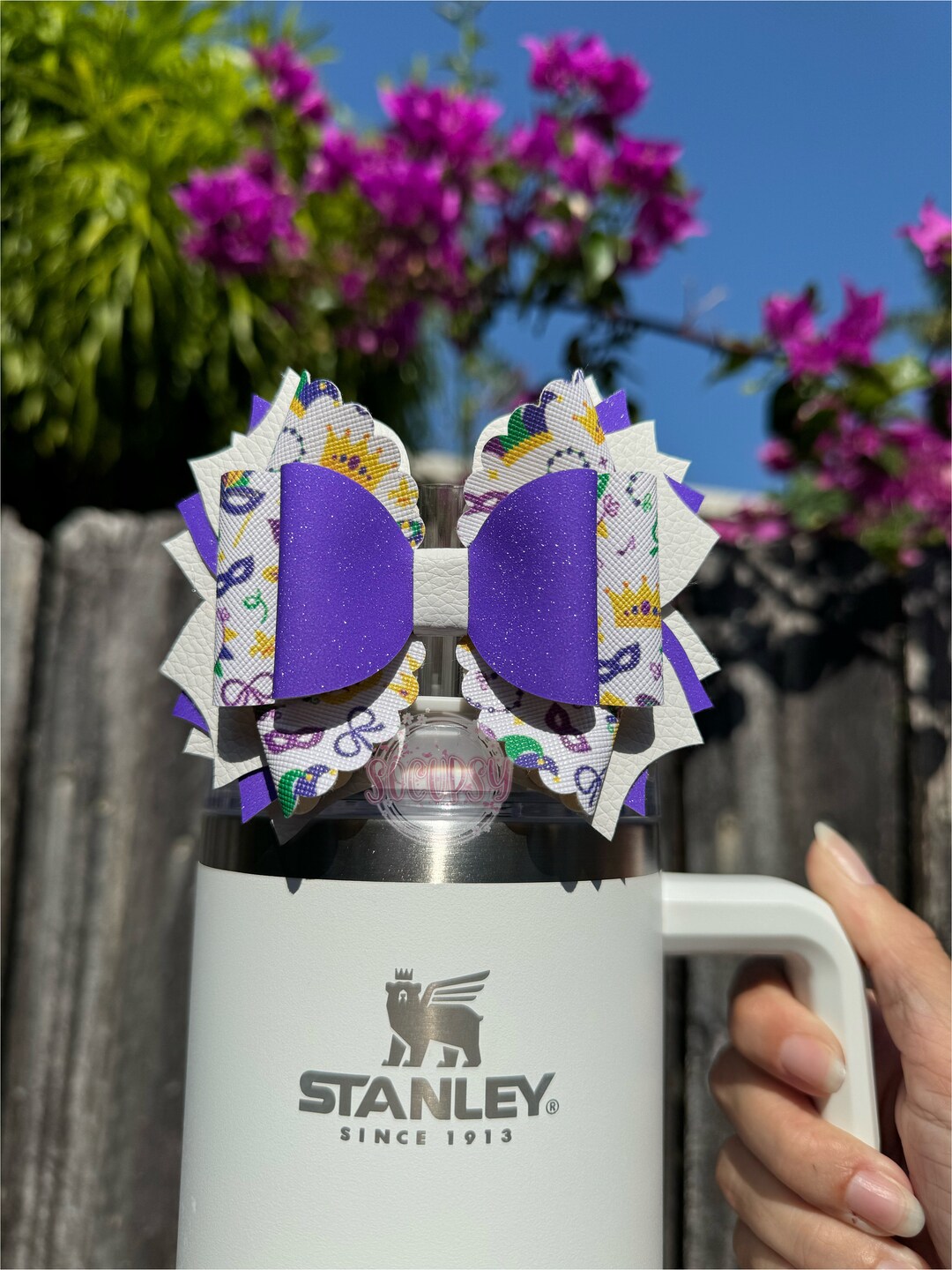 Purple Mardi Gras Items lotus V2 Bow Straw Topper - Etsy