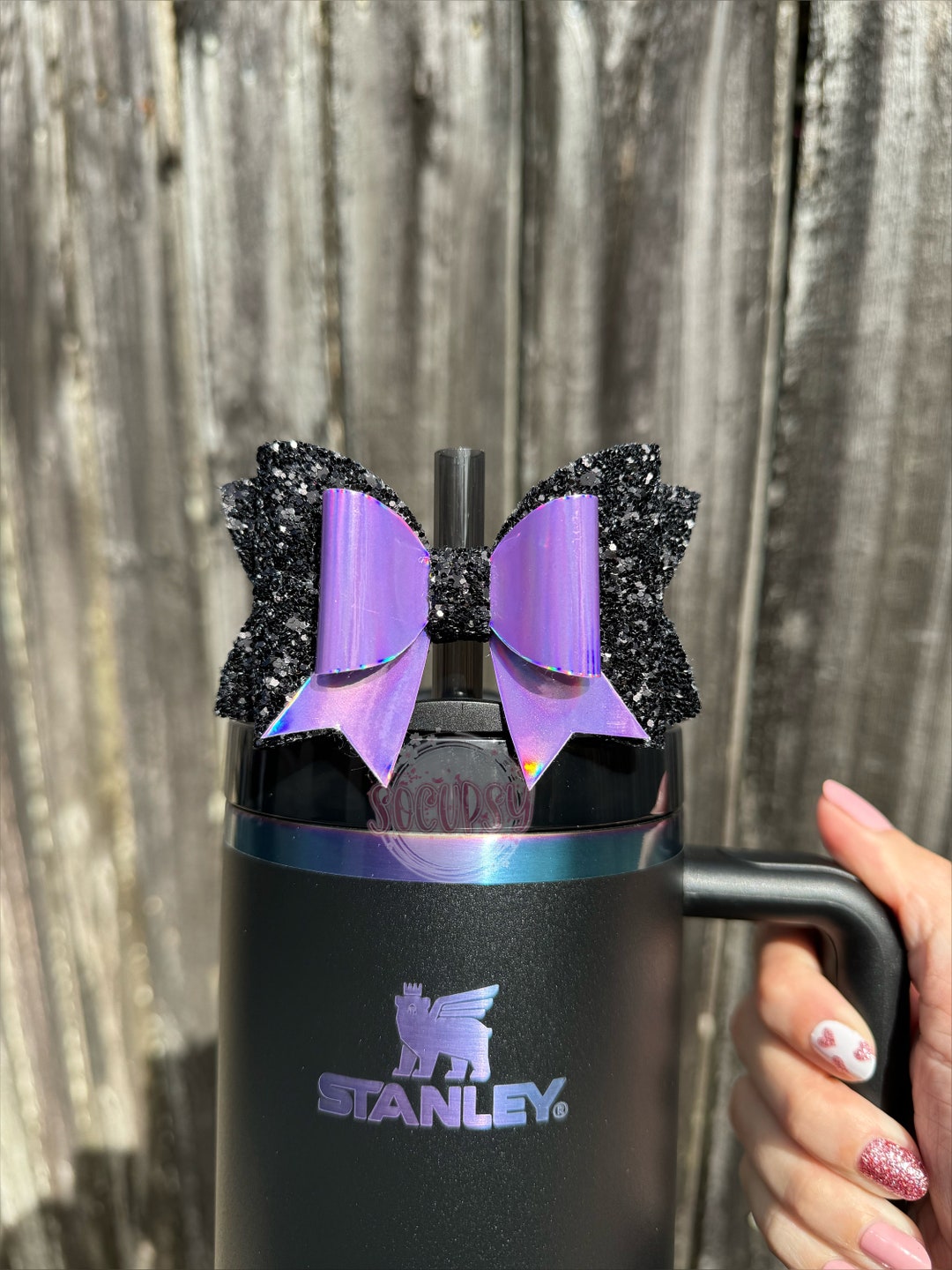 Black Chroma "purple Bow-tie" Bow Straw Topper - Etsy