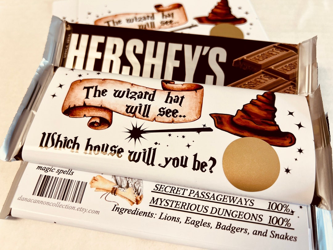 Wizard Hat Scratch off Candy Bar Wrappers, Magical Birthday Party Favor ...