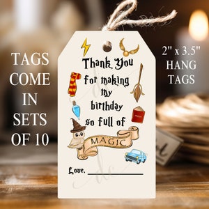 Wizard Birthday Party Favor Gift Tags, PRINTED AND SHIPPED, Wizard ...