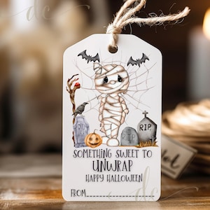 Mummy Halloween Gift Tags, Halloween Party Favors Tags, Trick or Treat ...