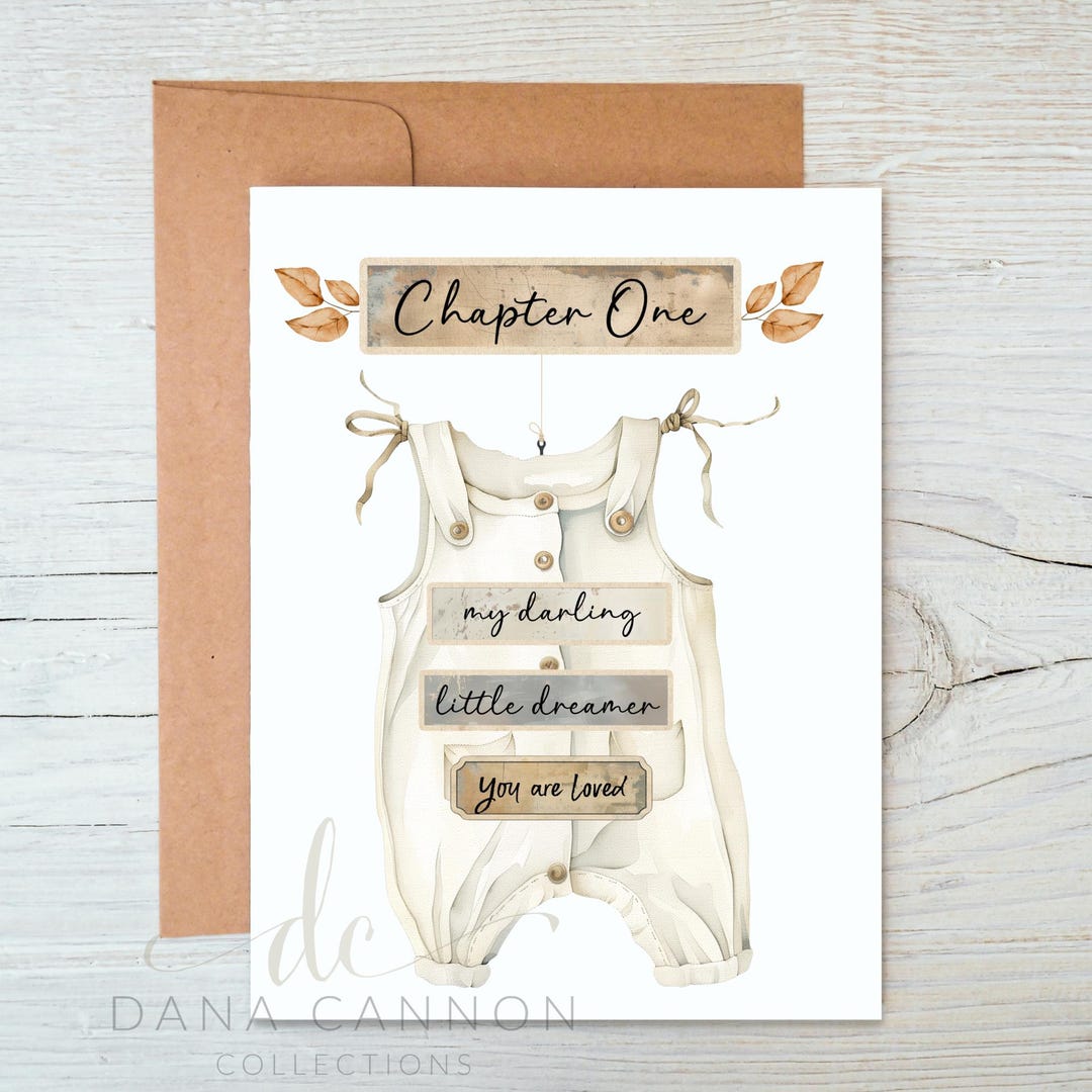 First Birthday Card, Chapter One, Baby Shower Cards, Onesie, Stationery ...