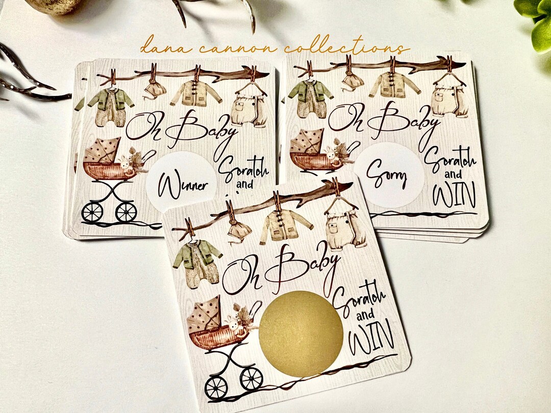 Baby Shower Scratch and Win Game Card, Baby Shower Scratch off Ticket ...