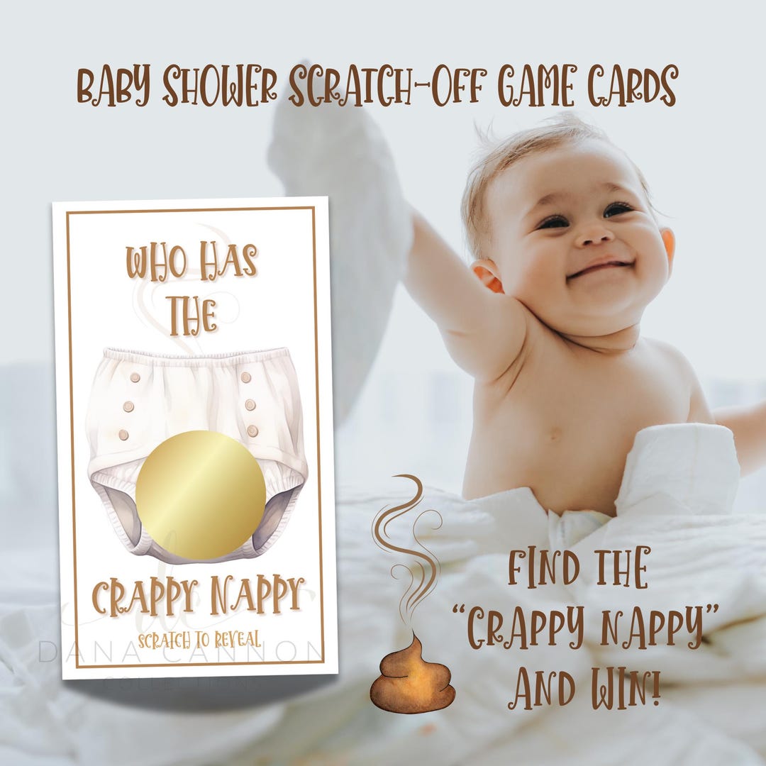 Baby Shower Scratch-off Game Cards, Who Has the Crappy Nappy Diaper ...