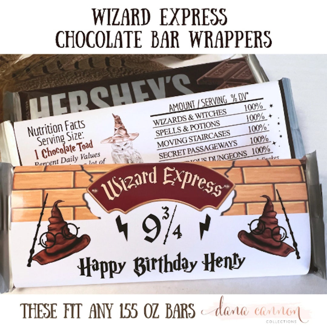 Wizard Hershey Bar Wrappers, Wizard Birthday Chocolate Bar Wrappers ...