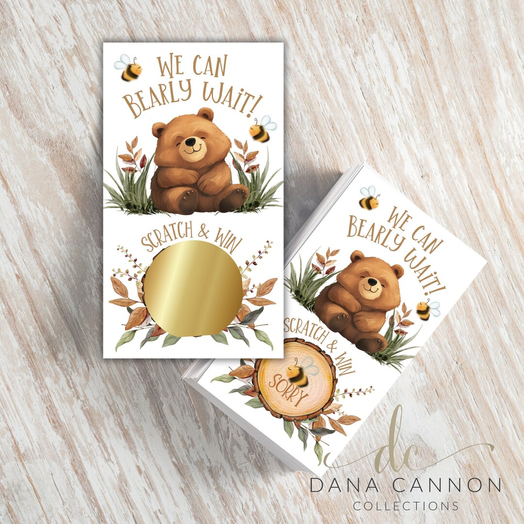 Teddy Bear Brown Bear Baby Shower Scratch off Game Card, Printed Raffle ...