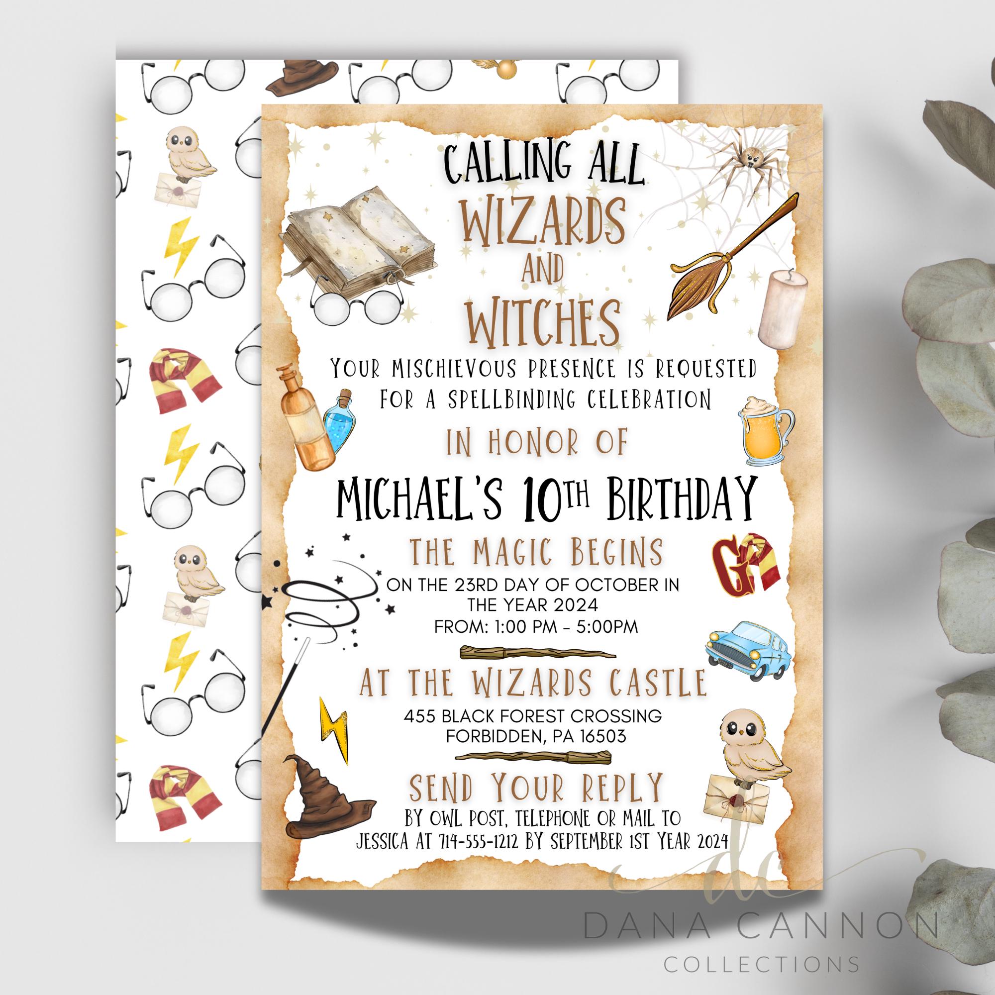 Printable Wizard Birthday Invitation, Wizard and Witches Birthday ...