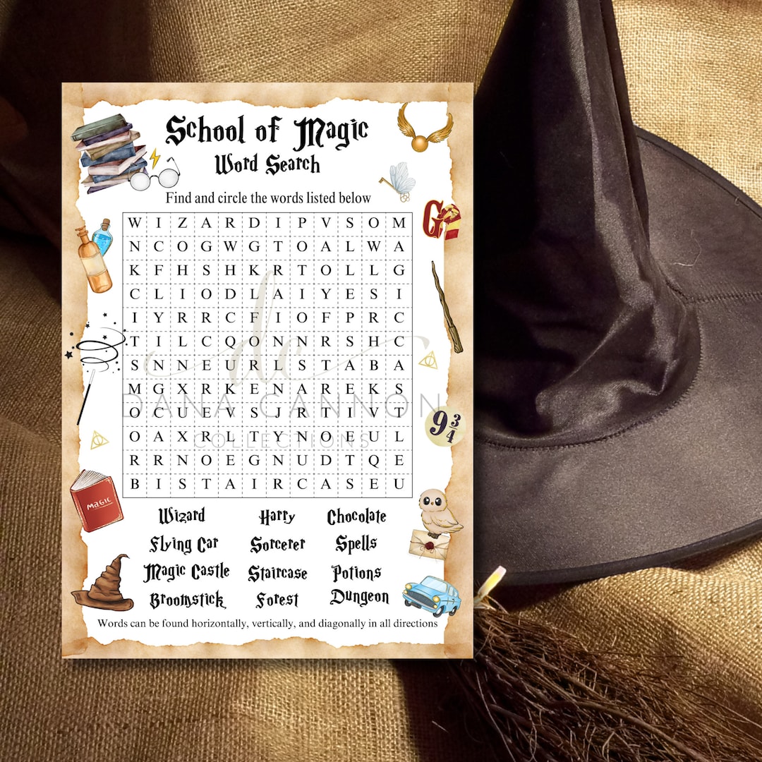 Wizard School of Magic Word Search Game, Haunted House Word Search ...
