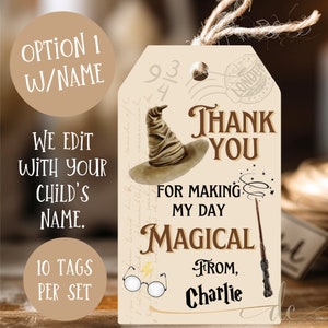 Wizard Thank You Favor Tags, Magic School Party, Printed & Shipped - Etsy