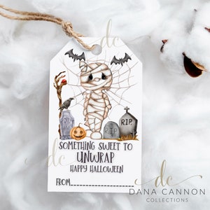 Mummy Halloween Gift Tags, Halloween Party Favors Tags, Trick or Treat ...