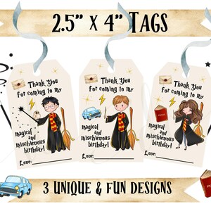 Wizard Thank You Birthday Tags, Printable Wizard Party Favor Tags ...