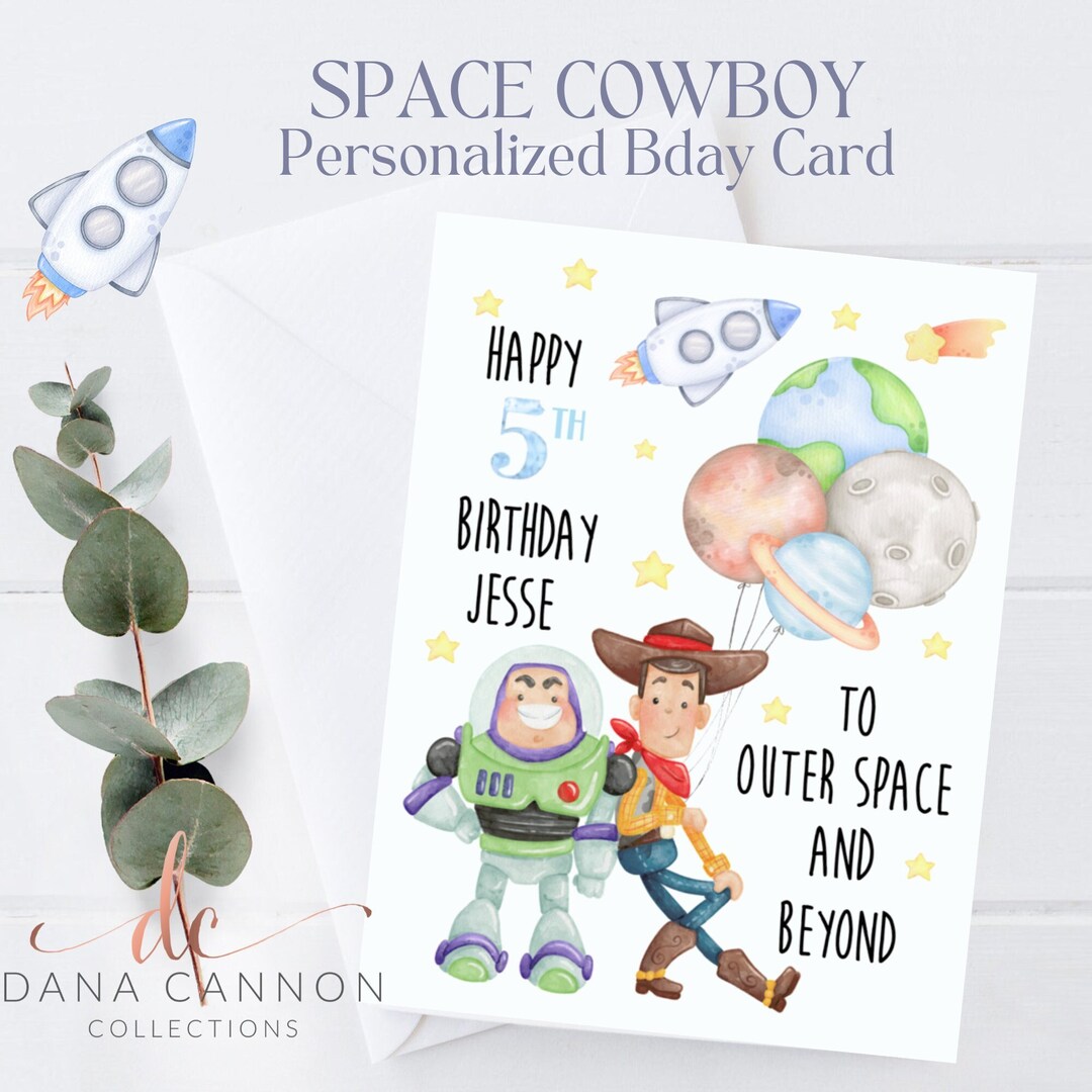 Space Cowboy Astronaut Sheriff Personalized Birthday Card - Etsy Hong Kong