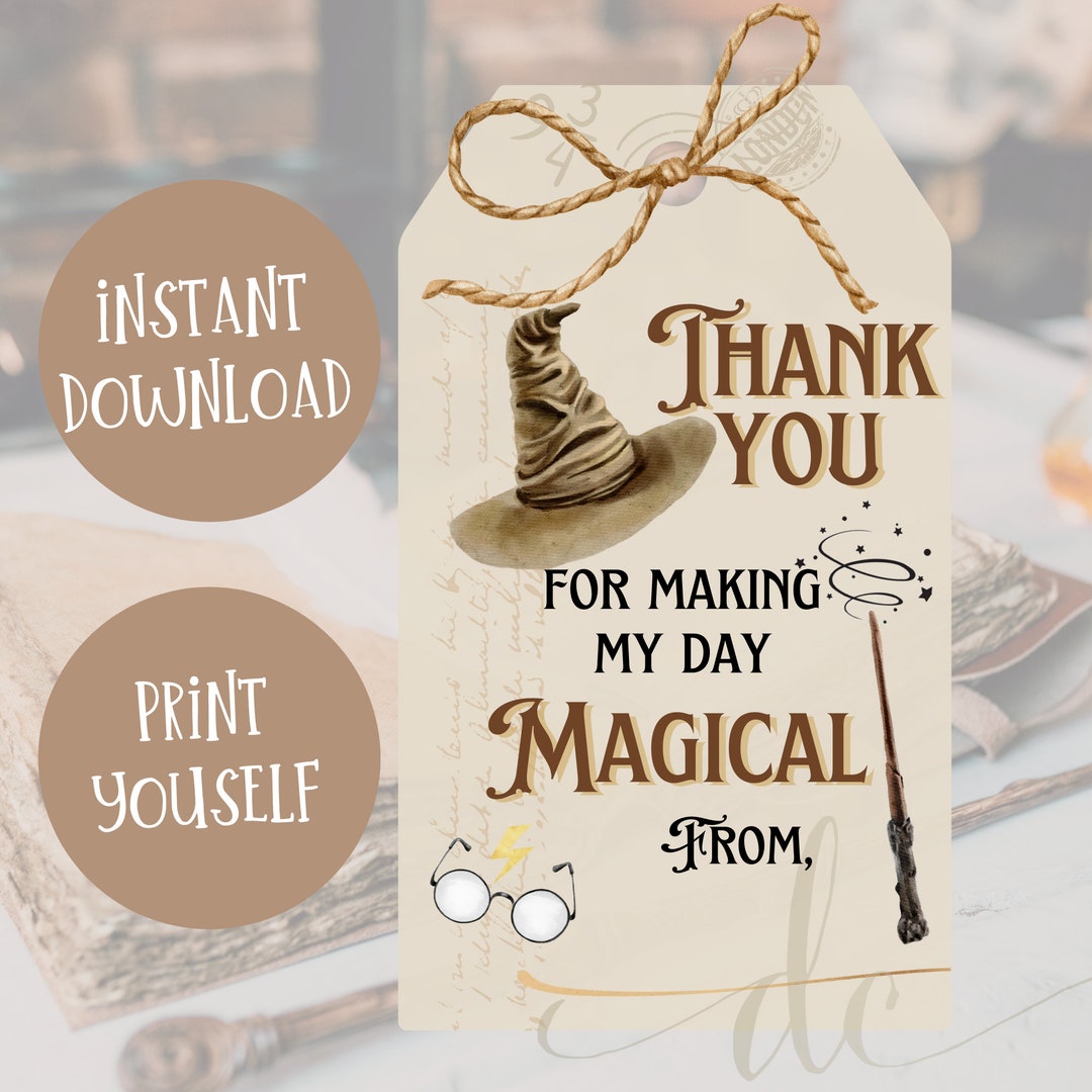 Printable Wizard Thank You Gift Tags, DIY Wizard and Witches Baby ...