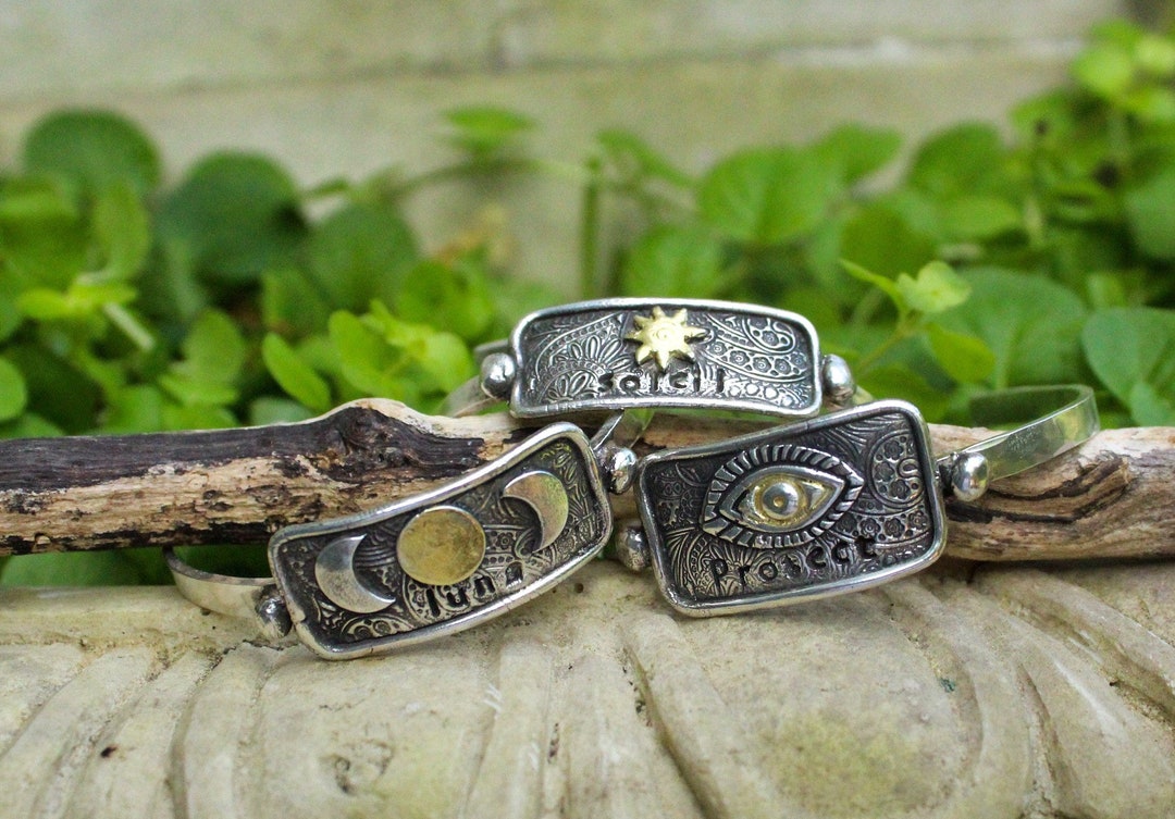 Silver and Gold Tarot Card Cuffs Artisan Cuffs Tarot Cuffs - Etsy