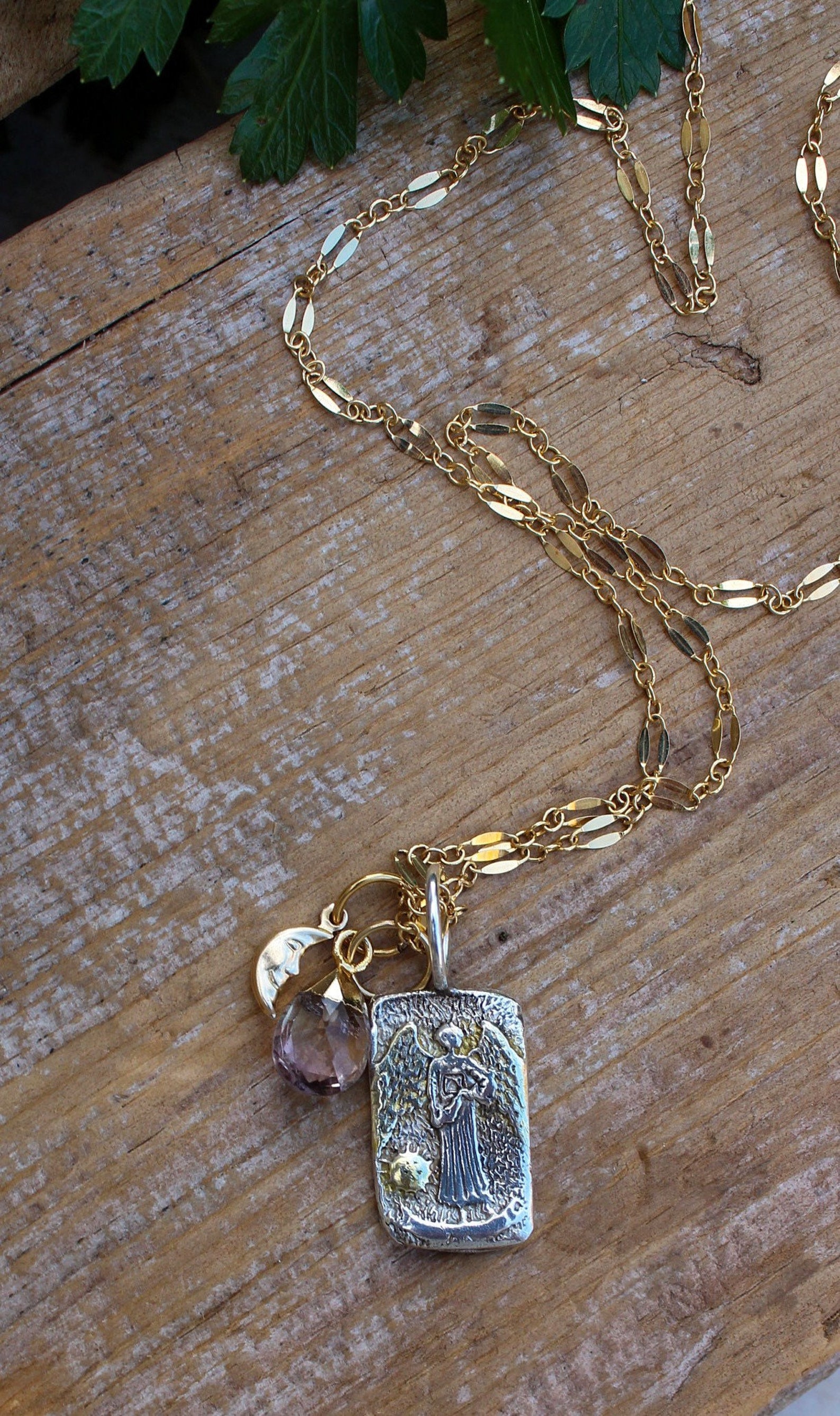 Mon Ange Necklace Angel Necklace Sterling and Gold Angel - Etsy