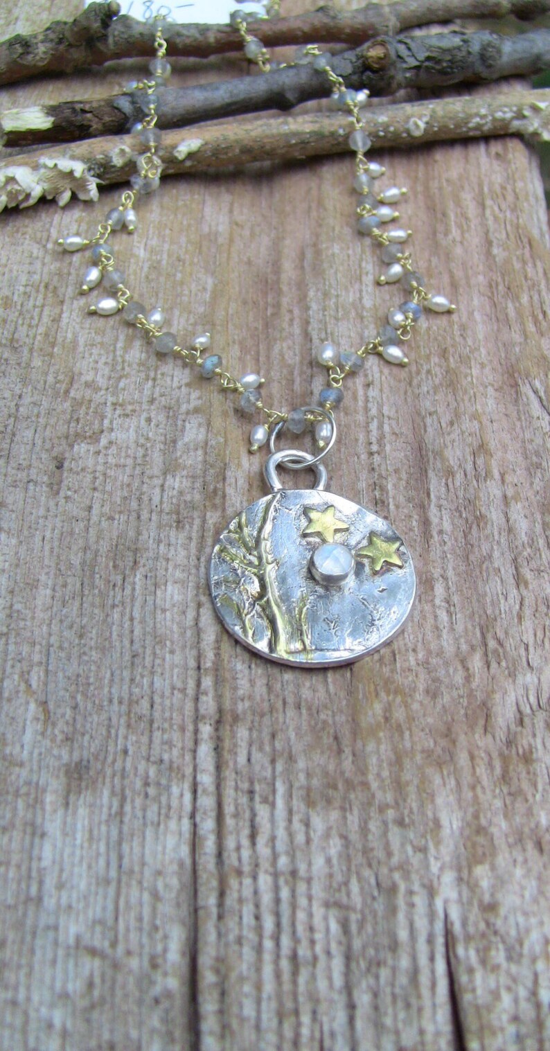 Sterling Silver Enchanted Forest Necklace Rainbow Moonstone | Etsy