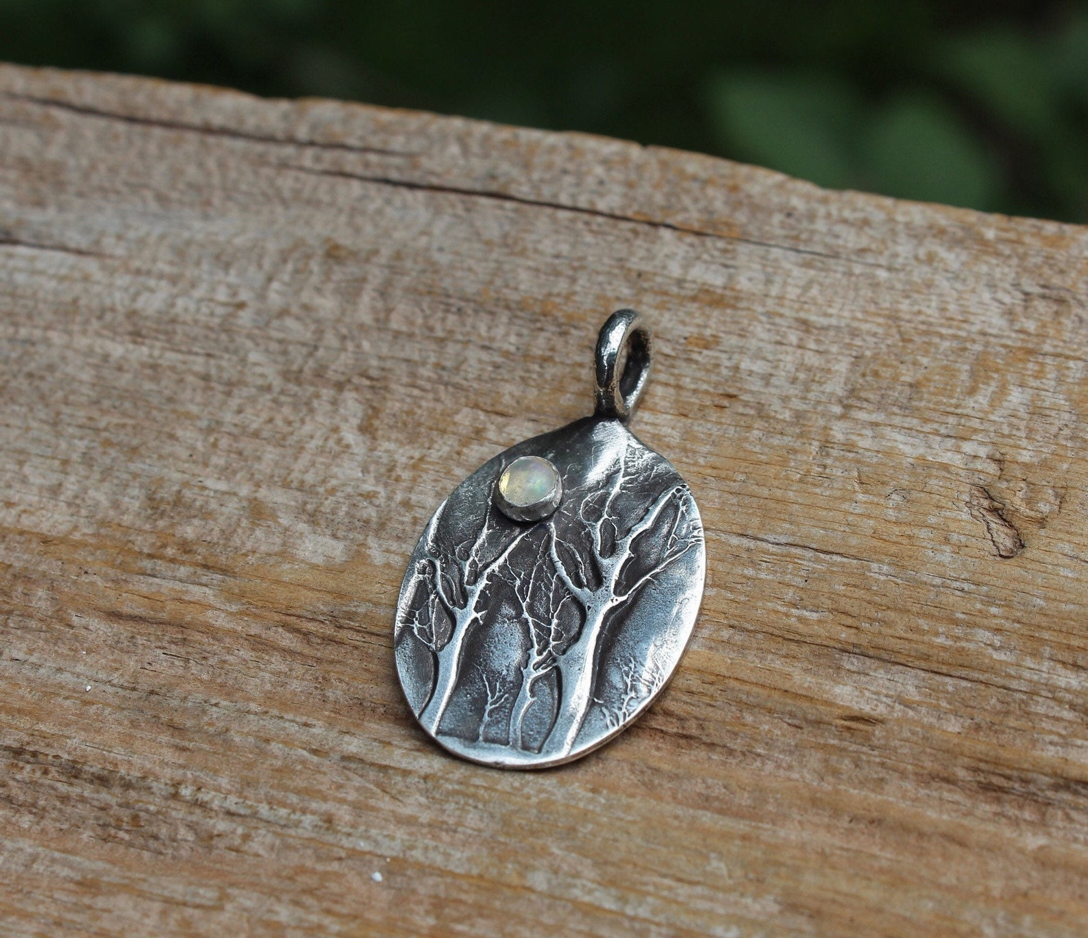 Sterling Silver Forest Pendant: Rainbow Moonstone Tree of Life Jewelry ...