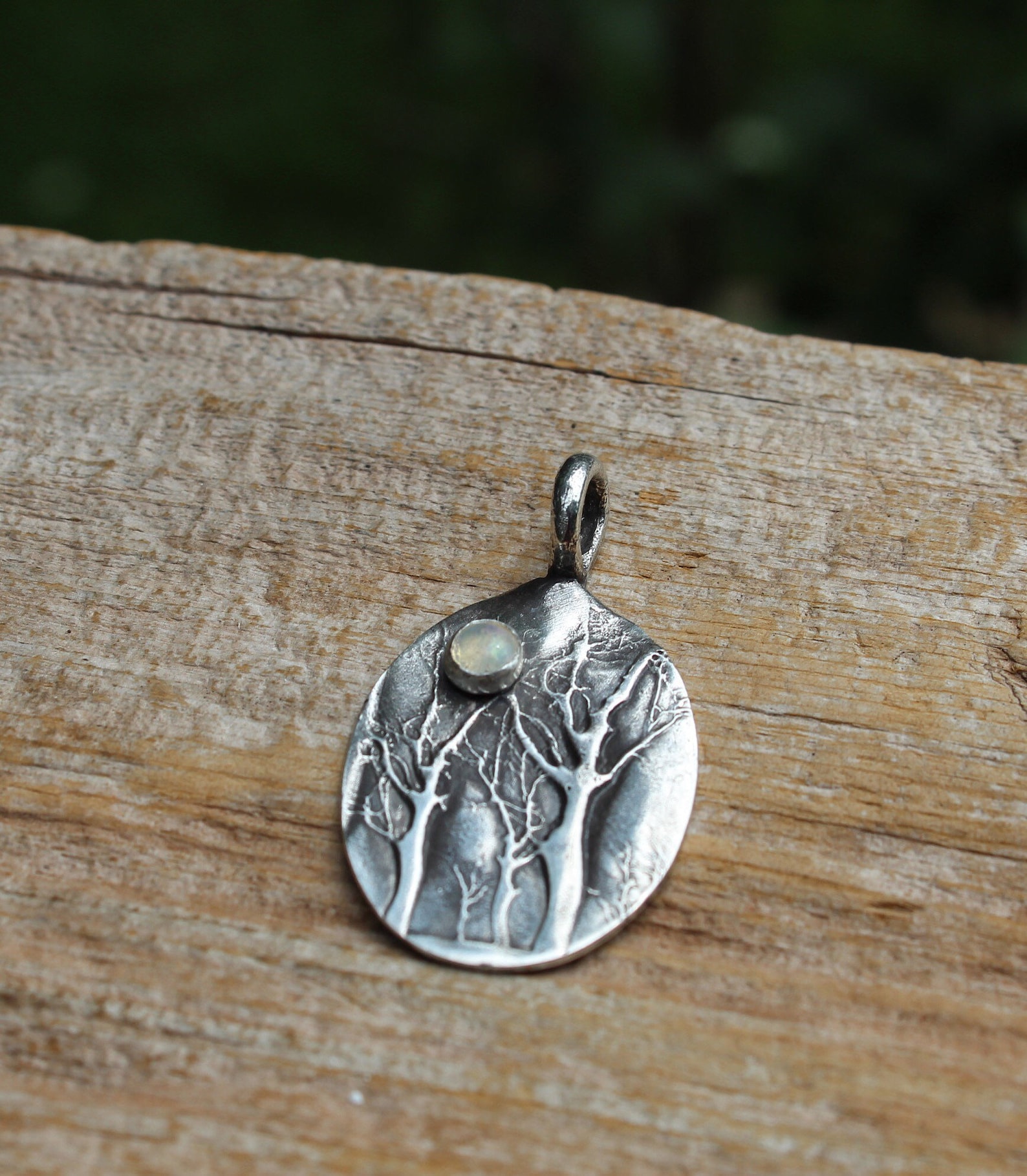 Sterling Silver Forest Pendant: Rainbow Moonstone Tree of Life Jewelry ...
