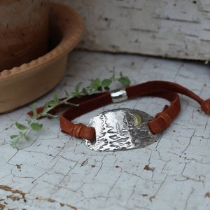Sterling Silver Redwood Forest Bracelet: Artisan Leather Charm - Etsy