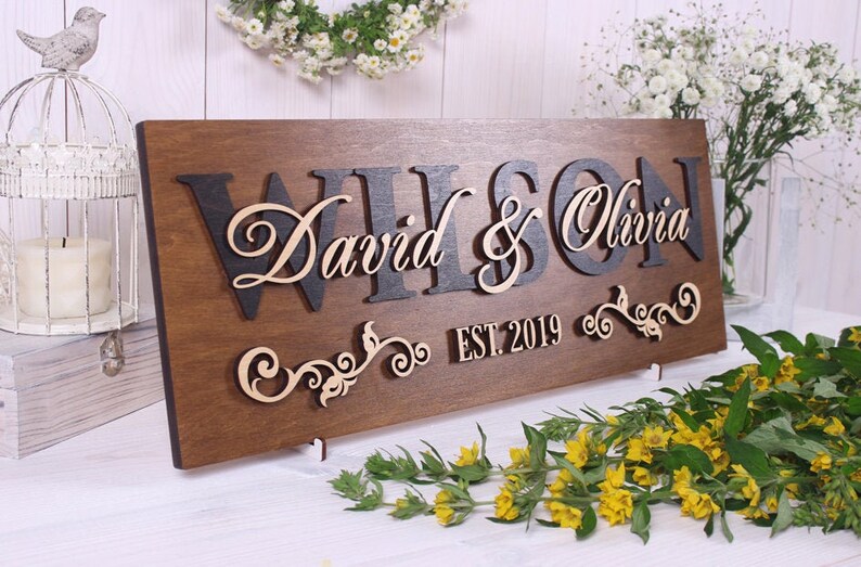 Established Wood Signs Rustic Name Sign Farmhouse Style 3D | Etsy