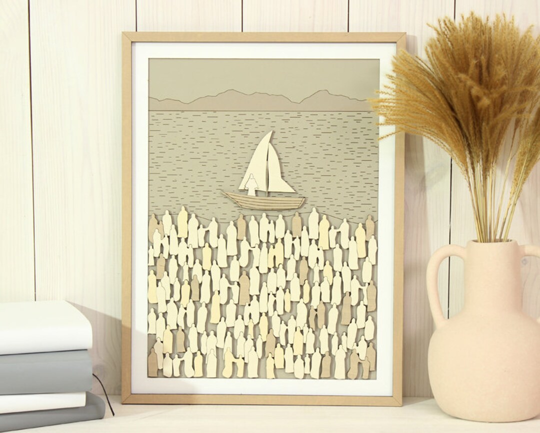 Jesus Teaching From Boat Luke 5:1-11, Wall Art 3D Painting, Christian ...