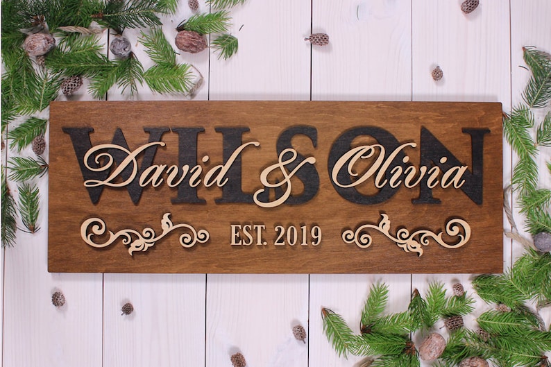 Established Wood Signs Rustic Name Sign Farmhouse Style 3D | Etsy