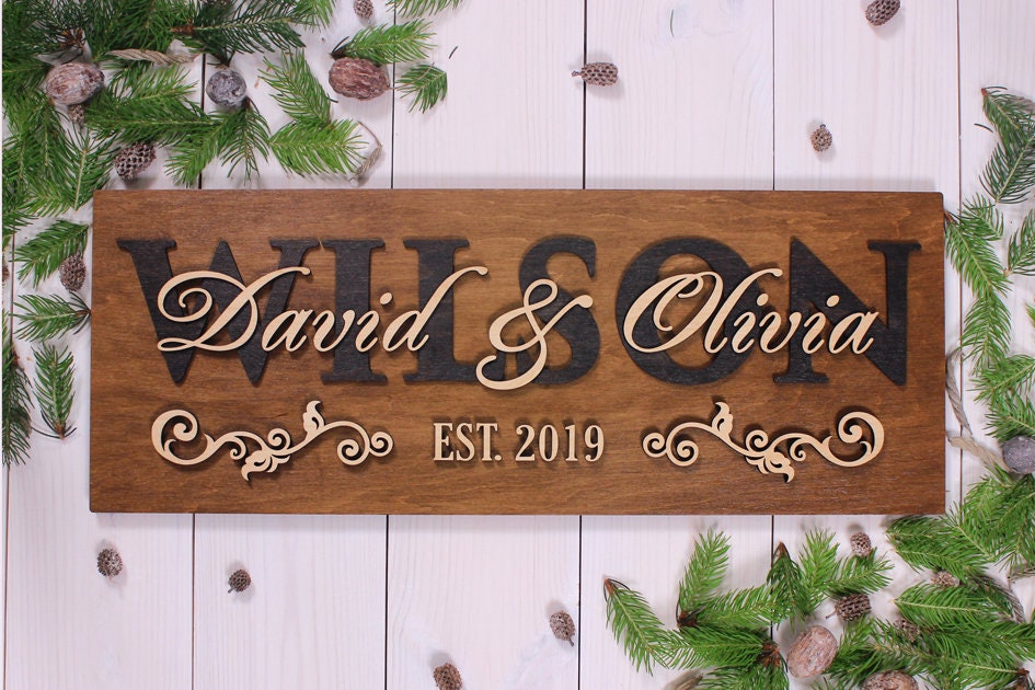 Established Wood Signs Rustic Name Sign Farmhouse Style 3D | Etsy
