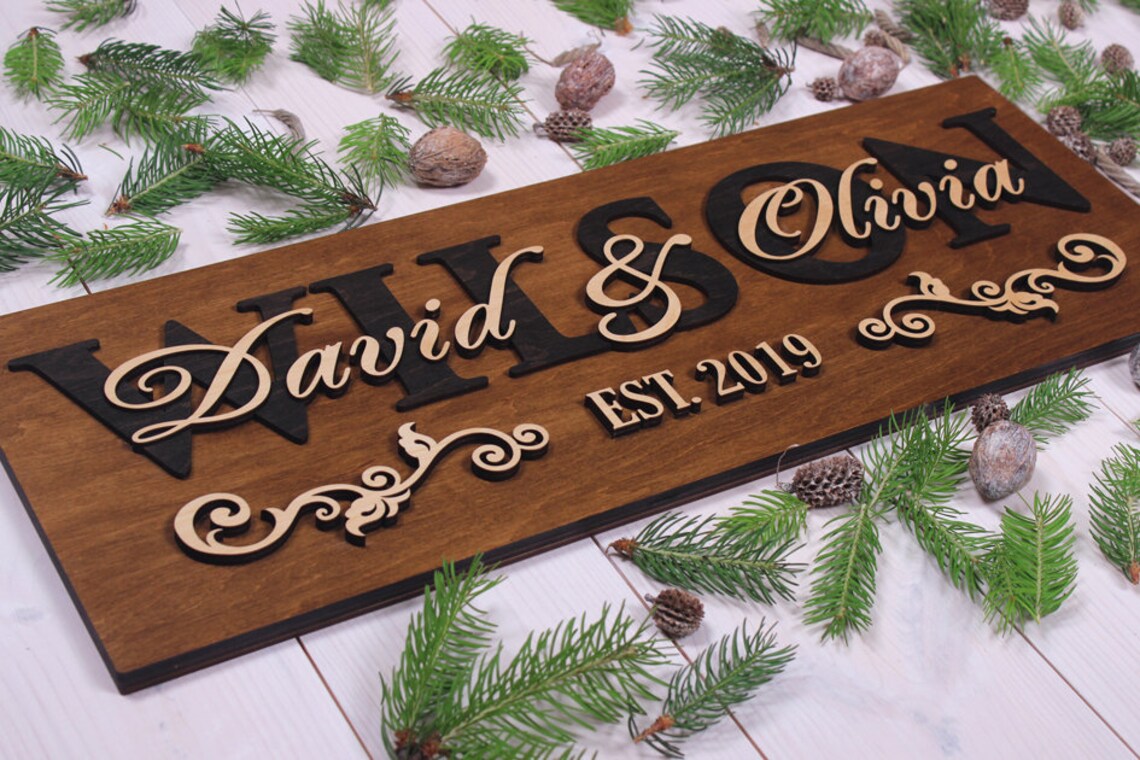 Established Wood Signs Rustic Name Sign Farmhouse Style 3D | Etsy