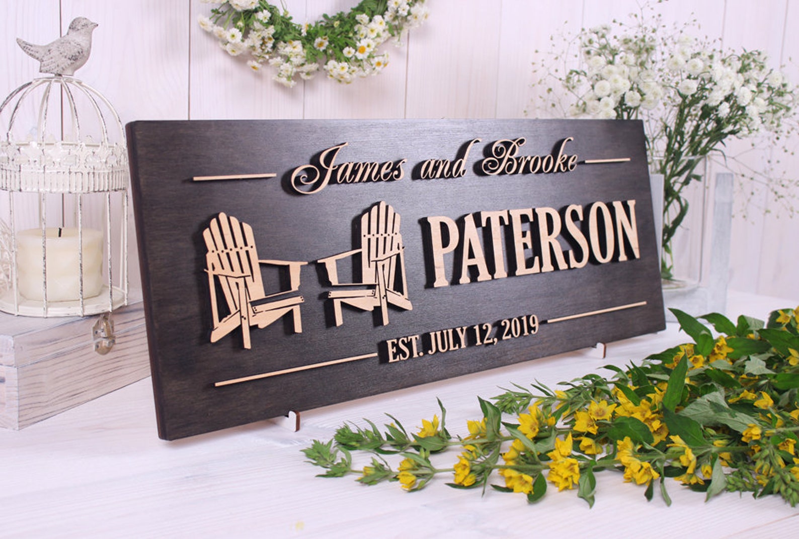 Wedding Plaque Est Sign Farmhouse Decor Family Name Sign | Etsy