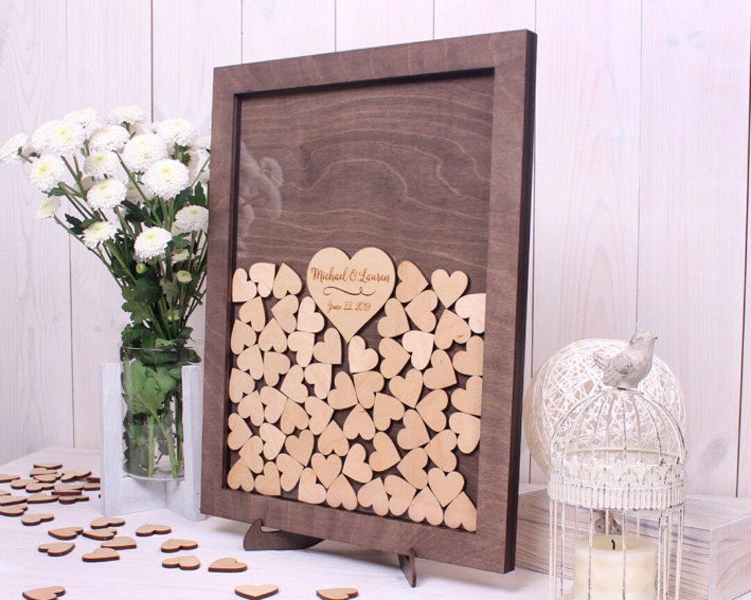 Guest Book Alternative Drop Box Wedding Guestbook Frame Hearts Guest ...