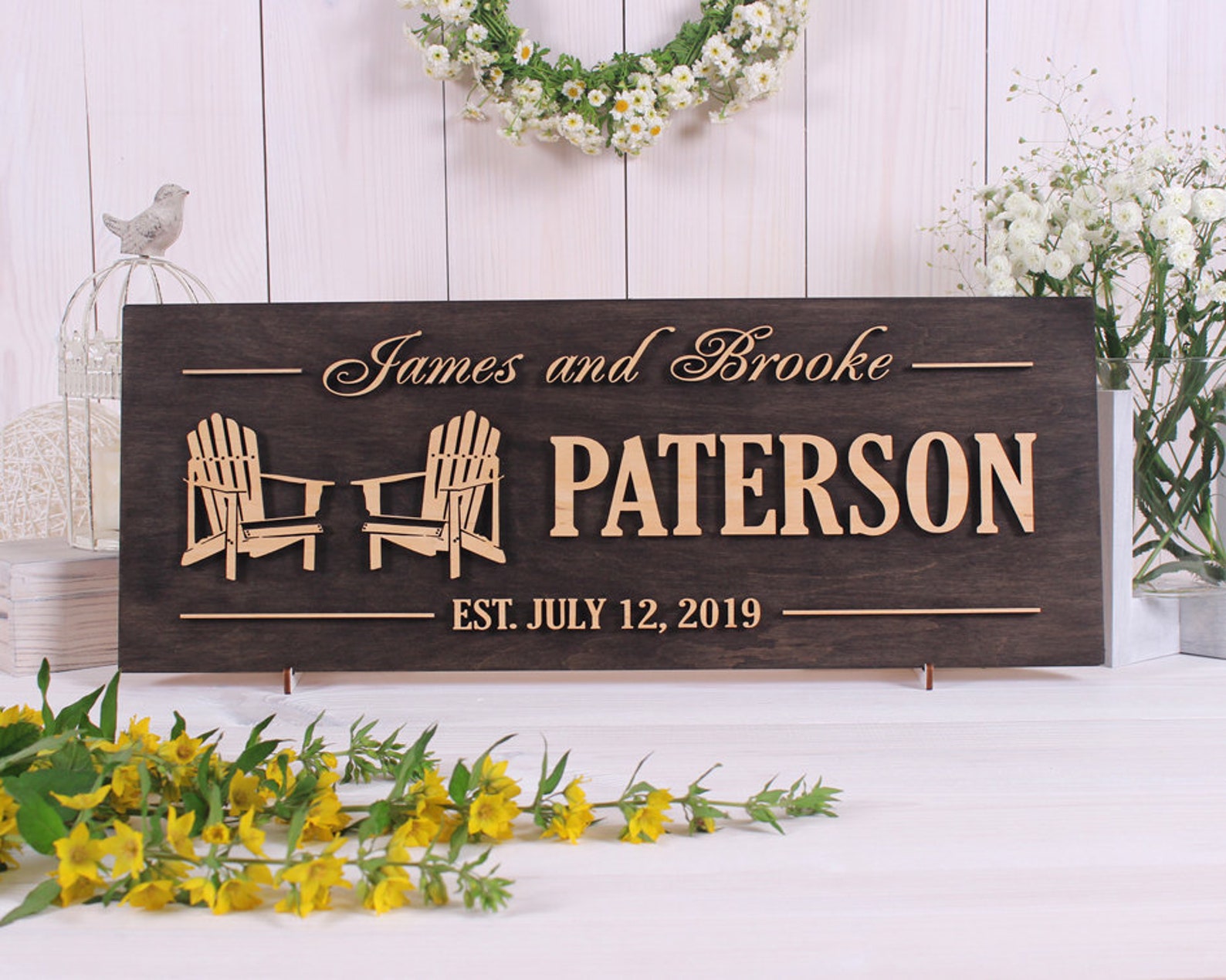 Wedding Plaque Est Sign Farmhouse Decor Family Name Sign - Etsy